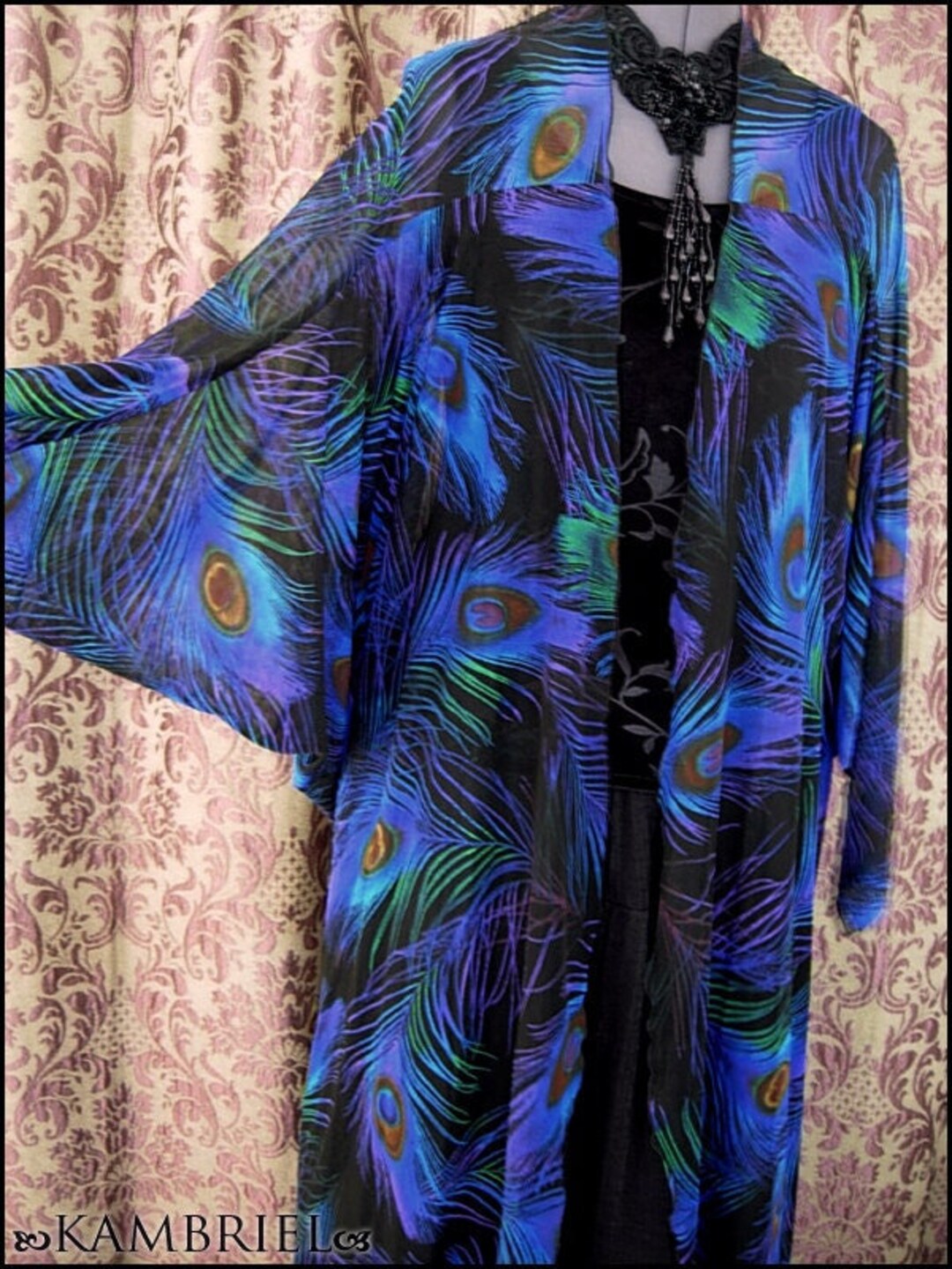 Peacock Cocoon Sheer Batwing Sleeved Kimono Robe by Kambriel - Etsy