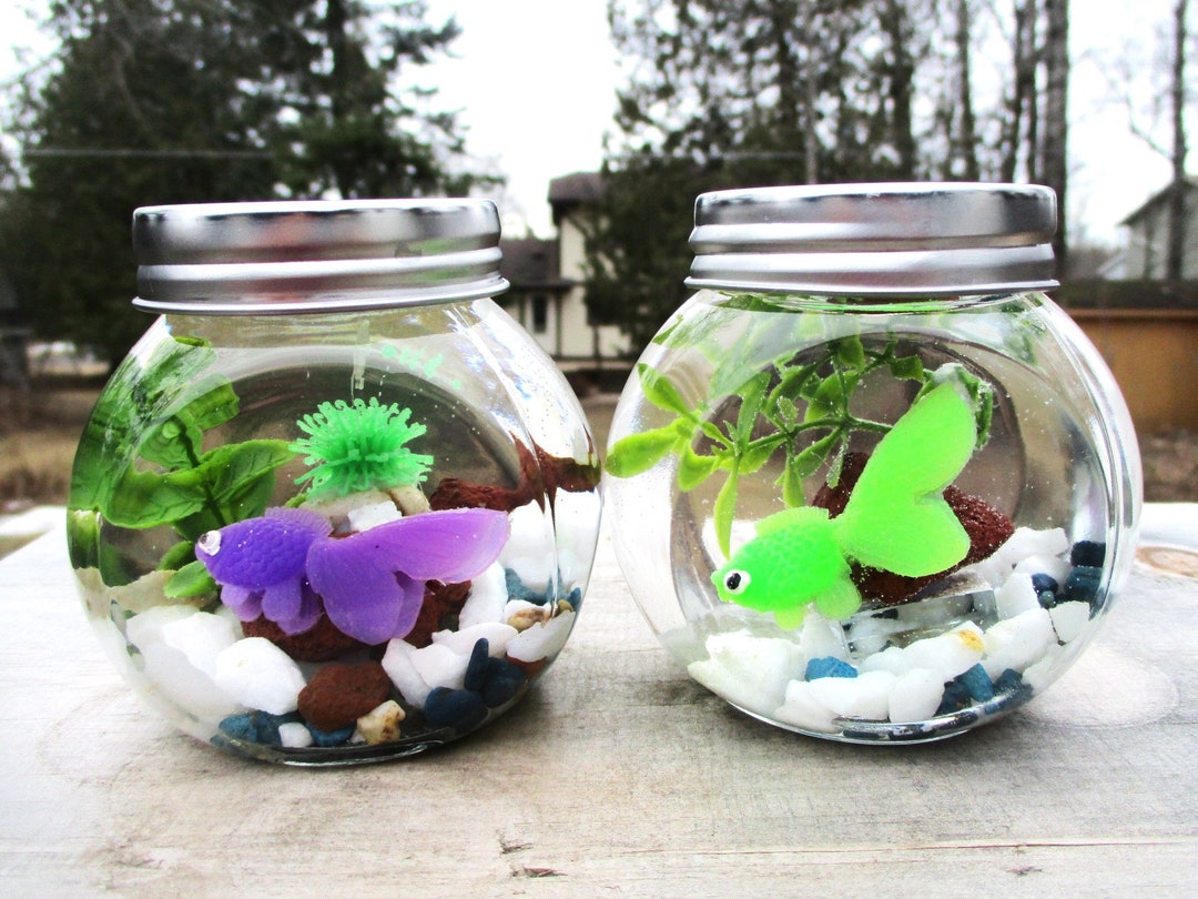 Mini Fishbowl With Toy Fish in Water. Playful Desk/shelf Accessory ...