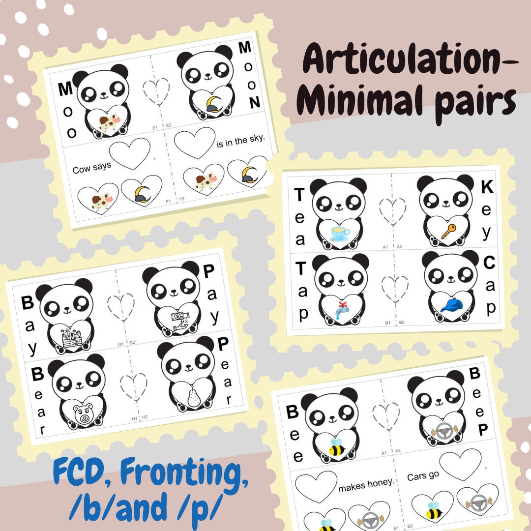 Panda Printable Articulation and Phonology Minimal Pairs, Phonological ...