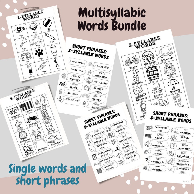 Articulation Multisyllabic Words List, Phono Activity Bundle, Summer ...
