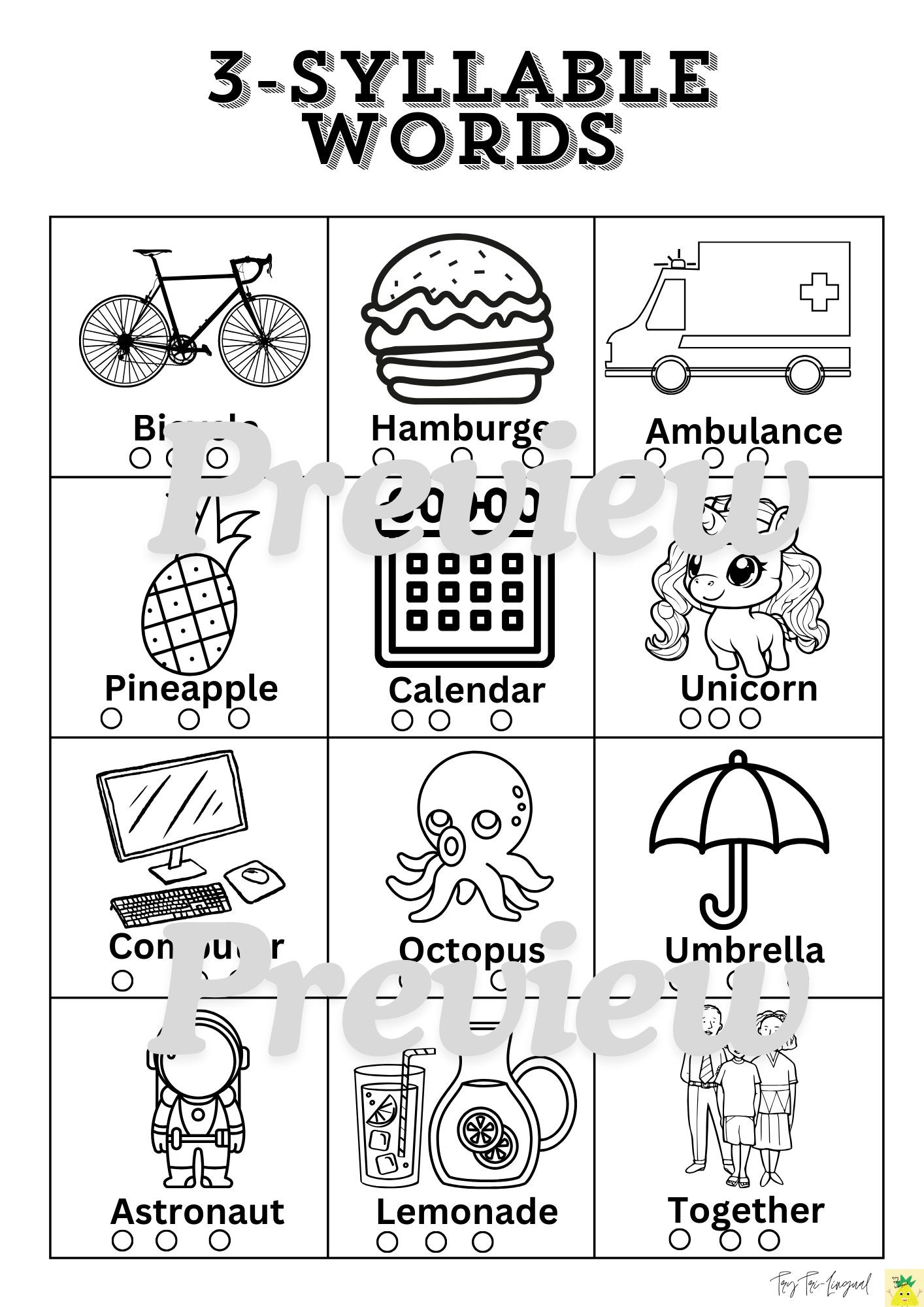 Articulation Multisyllabic Words List, Phono Activity Bundle, Summer ...