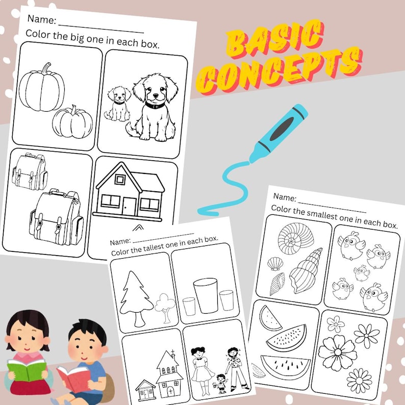 No PREP Printable Coloring Basic Concepts Preschool Prek Kindergarten ...