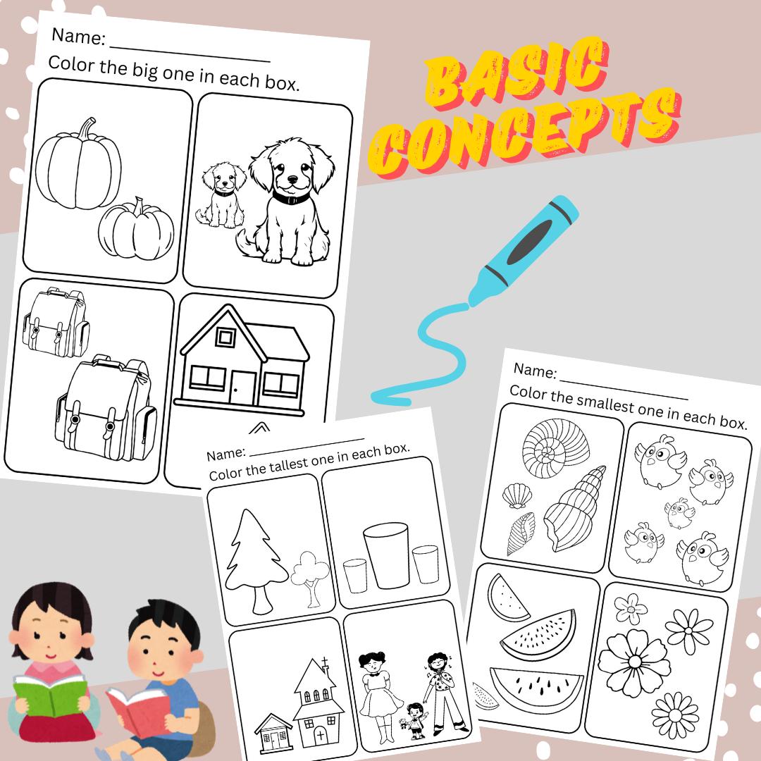 No PREP Printable Coloring Basic Concepts Preschool Prek Kindergarten ...