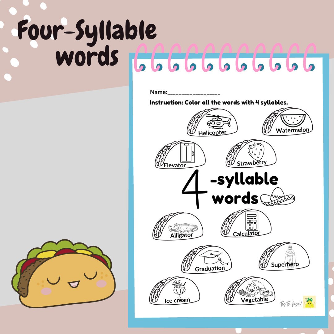 Taco Multisyllabic Words Phono Artic Worksheet, Articulation ...