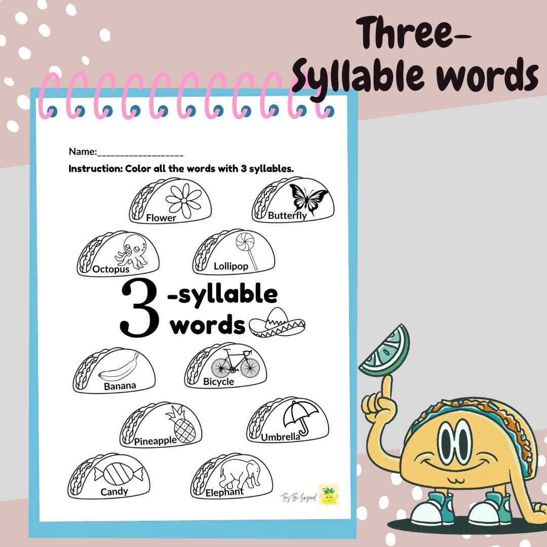 Taco Multisyllabic Words Phono Artic Worksheet, Articulation ...