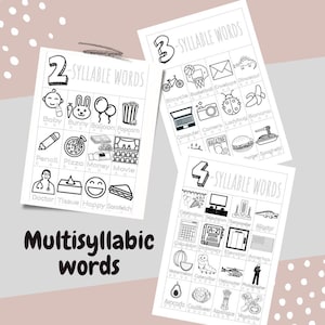Printable Multisyllabic Words List, Coloring Activity for Preschoolers ...