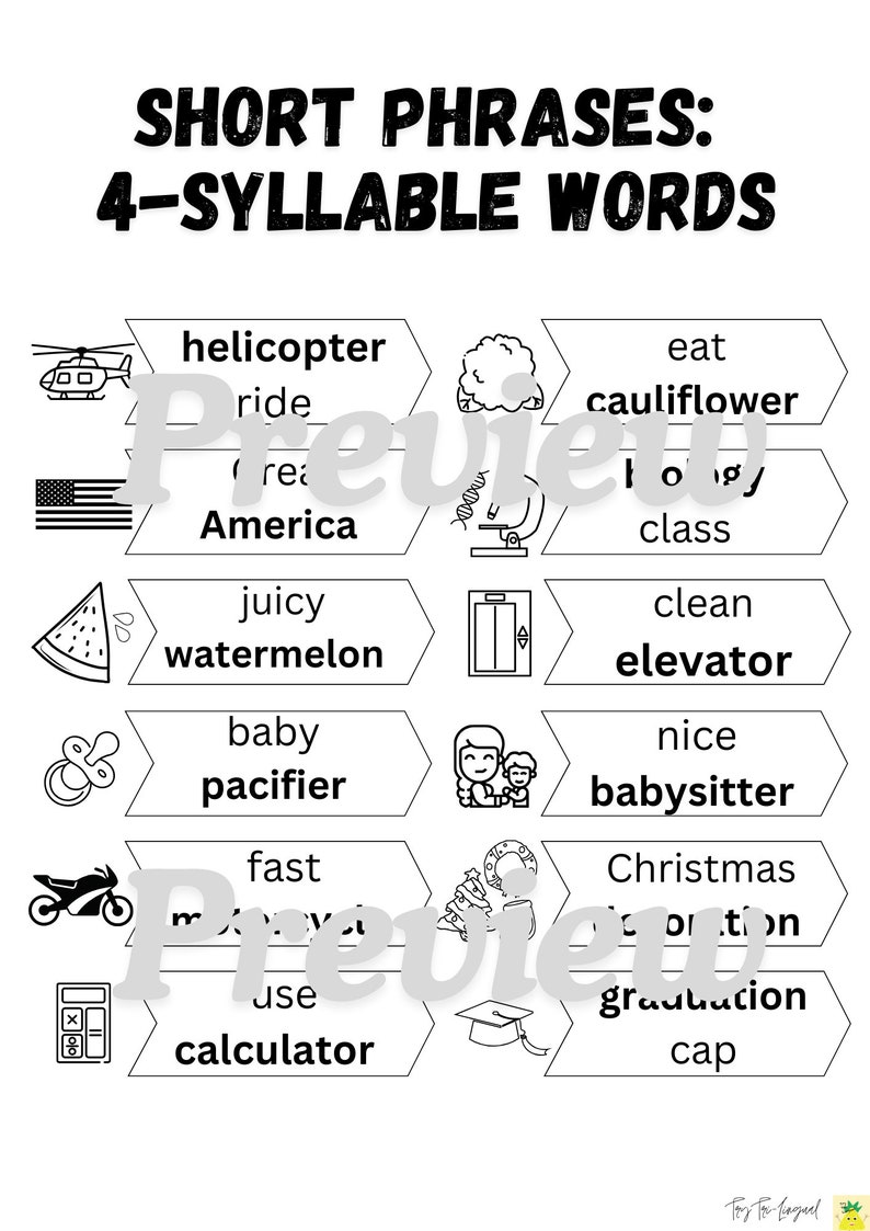 Articulation Multisyllabic Words List, Phono Activity Bundle, Summer ...