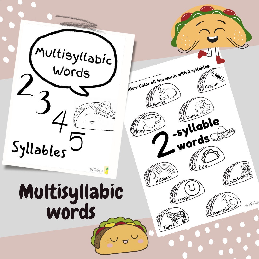 Taco Multisyllabic Words Phono Artic Worksheet, Articulation ...