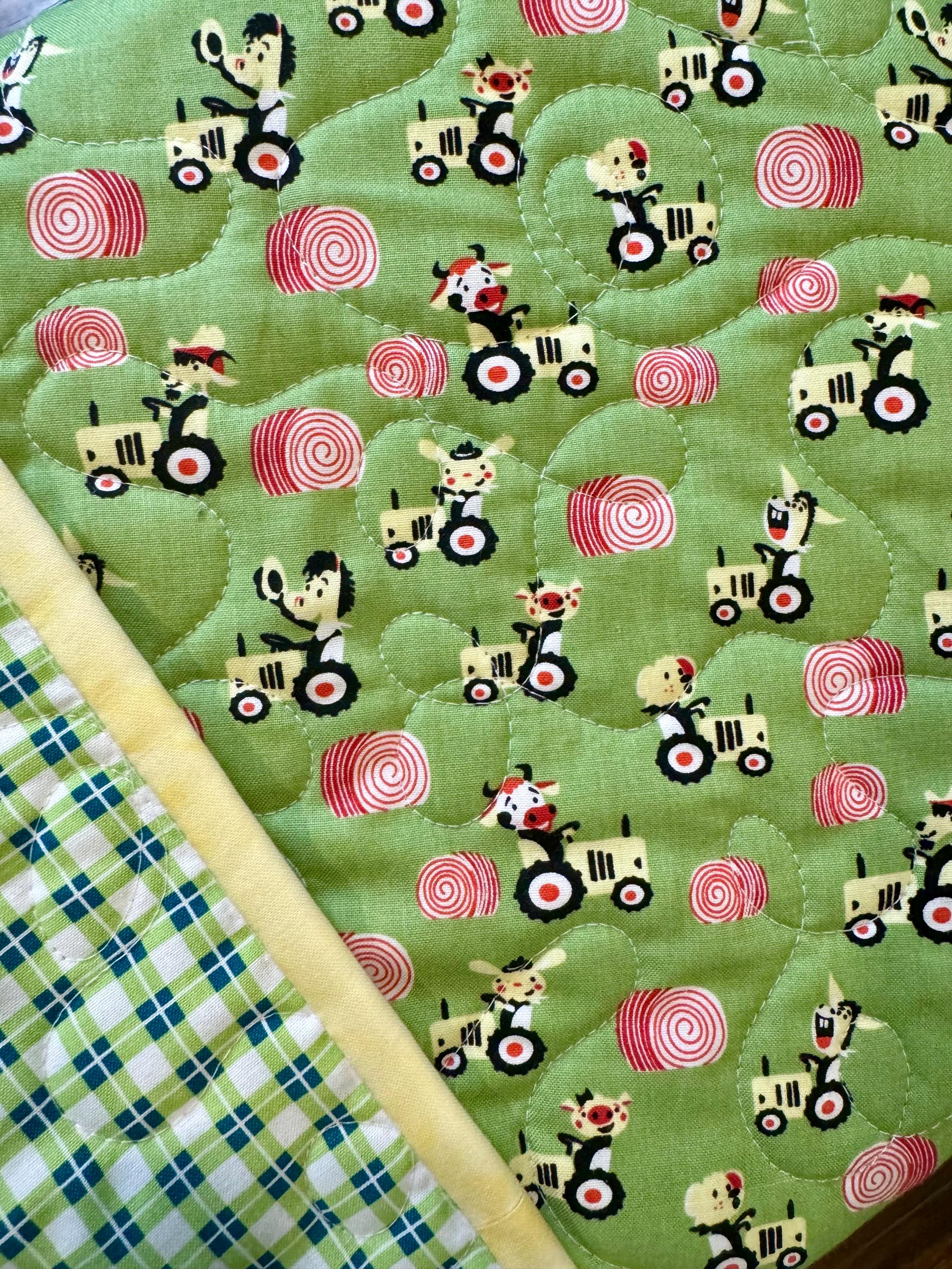 Farm Animals on Tractors With Hay Bales Summer Weight Cotton Handmade ...