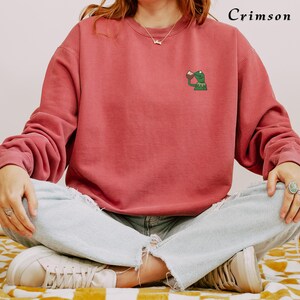 Embroidered Kermit the Frog Sweatshirt, Frog Drinking Tea Sweat, Frog ...