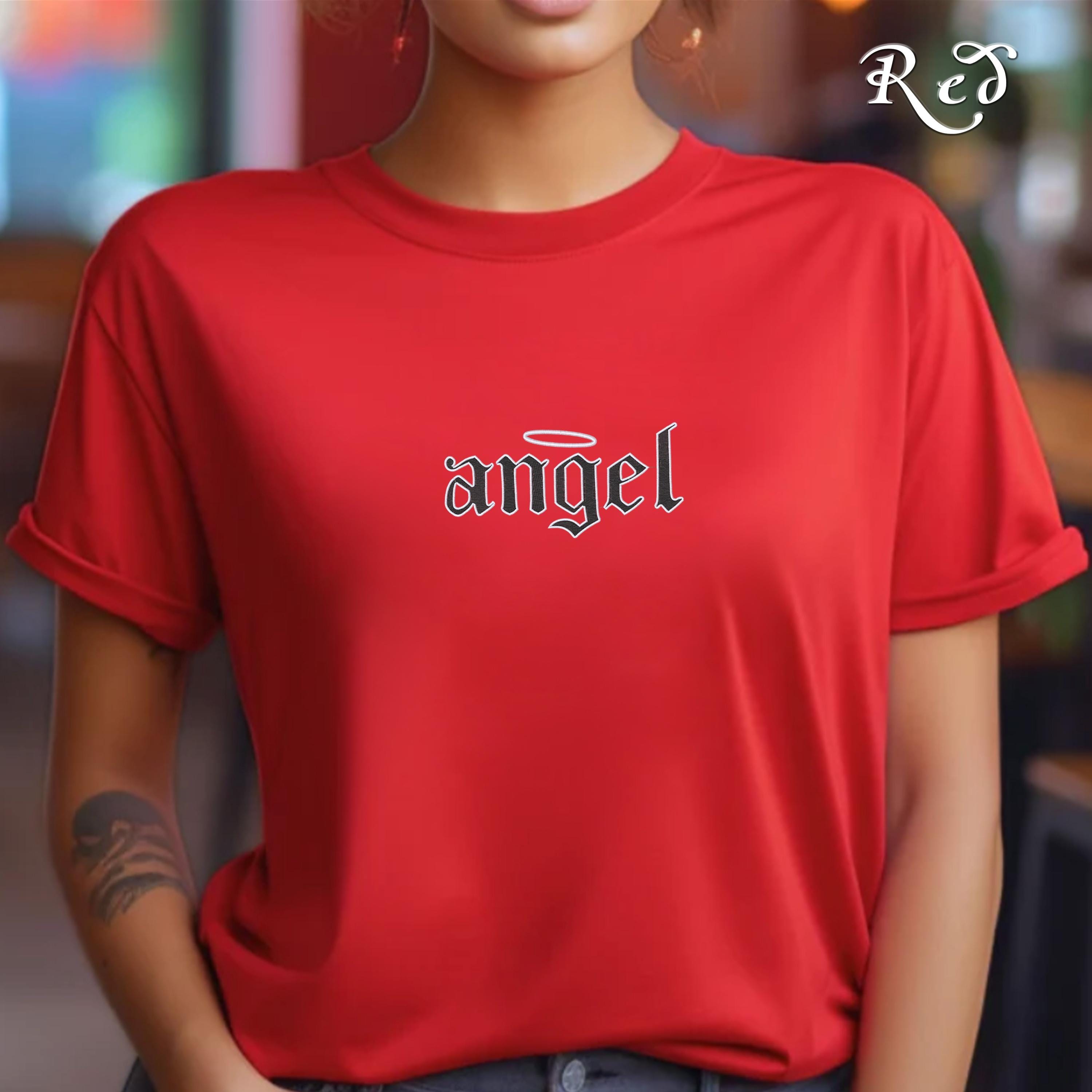 Embroidered Angel Tshirt, Angel Wings Shirt, Women's Fashion, Angel on ...