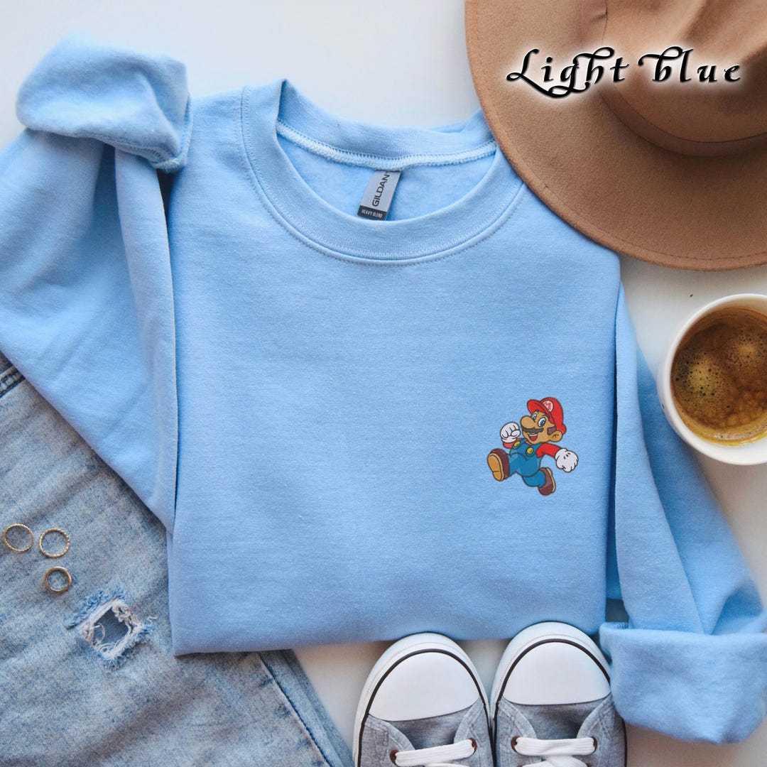 Embroidered Super Mario Sweatshirt, Super Mario Bowser Crewneck, Super ...