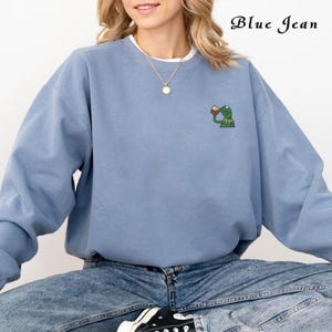 Embroidered Kermit the Frog Sweatshirt, Frog Drinking Tea Sweat, Frog ...