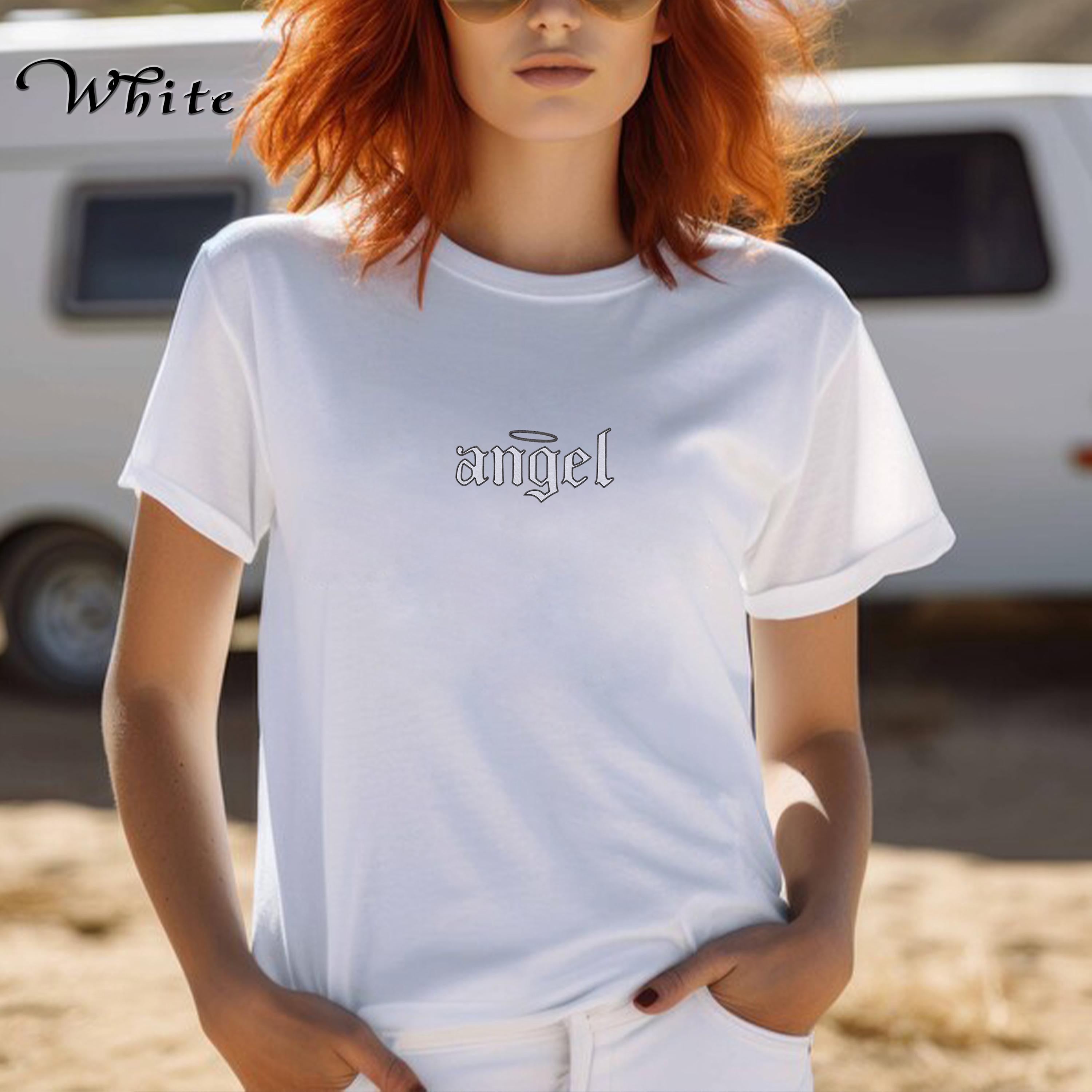 Embroidered Angel Tshirt, Angel Wings Shirt, Women's Fashion, Angel on ...
