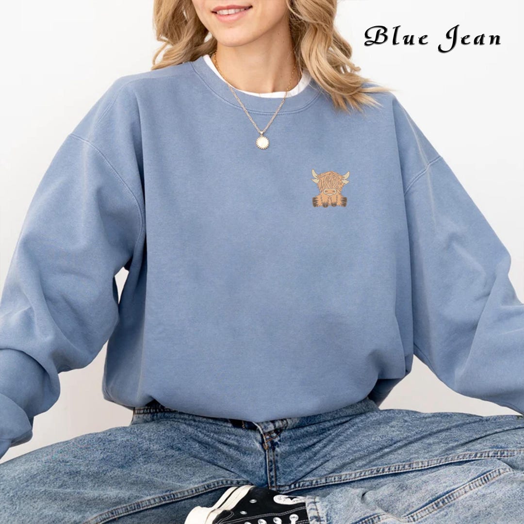 Embroidered Highland Cow Sweatshirt, Cute Highland Cow Sweat, Western ...