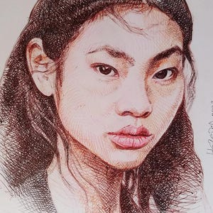 Pen Portrait, Custom Portrait Drawing, Hand-drawn Colored Pen Art ...