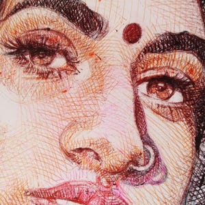 Pen Portrait, Custom Portrait Drawing, Hand-drawn Colored Pen Art ...