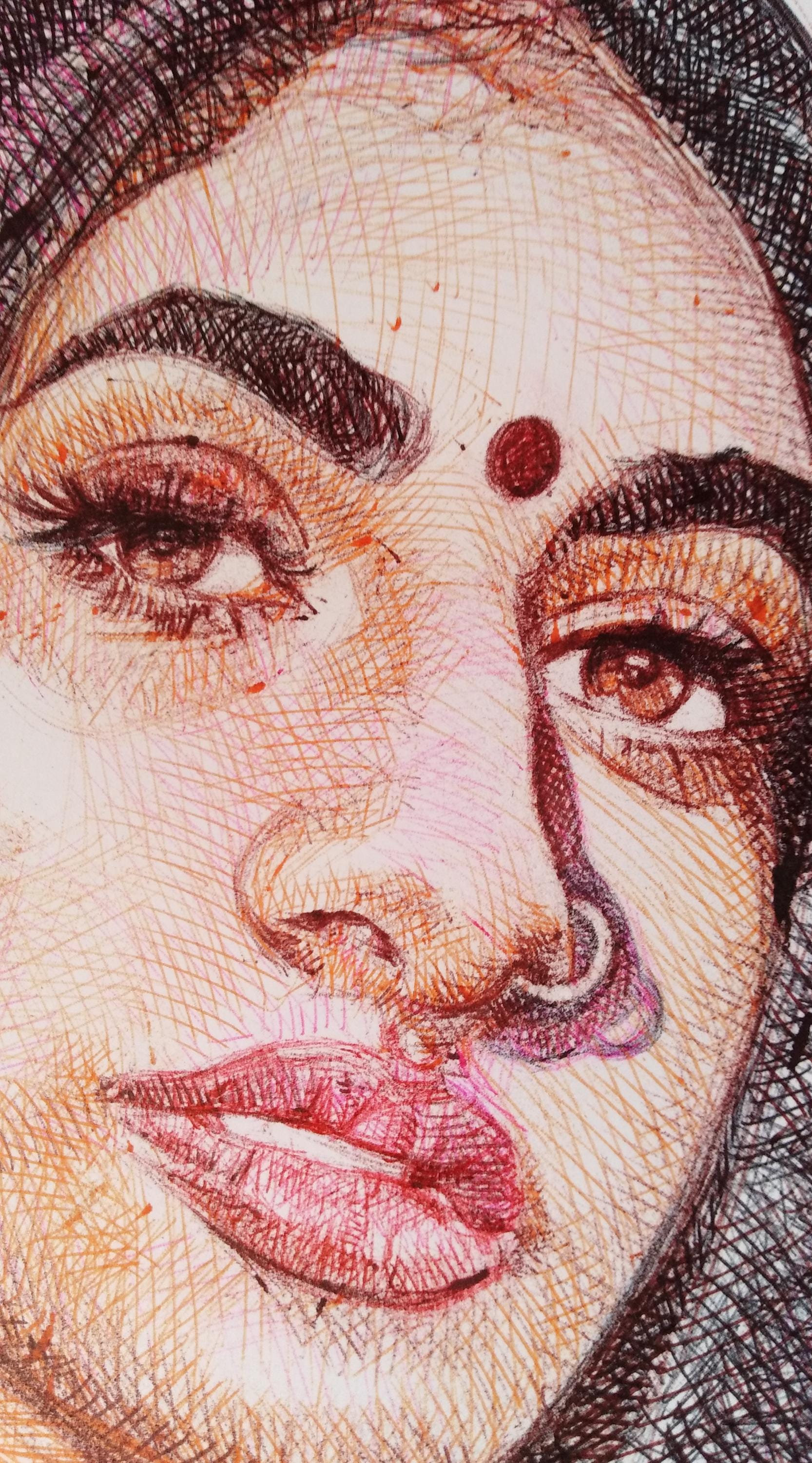 Colorful BIC Pens Portrait, Custom Portrait Drawing, Hand-drawn Colored ...