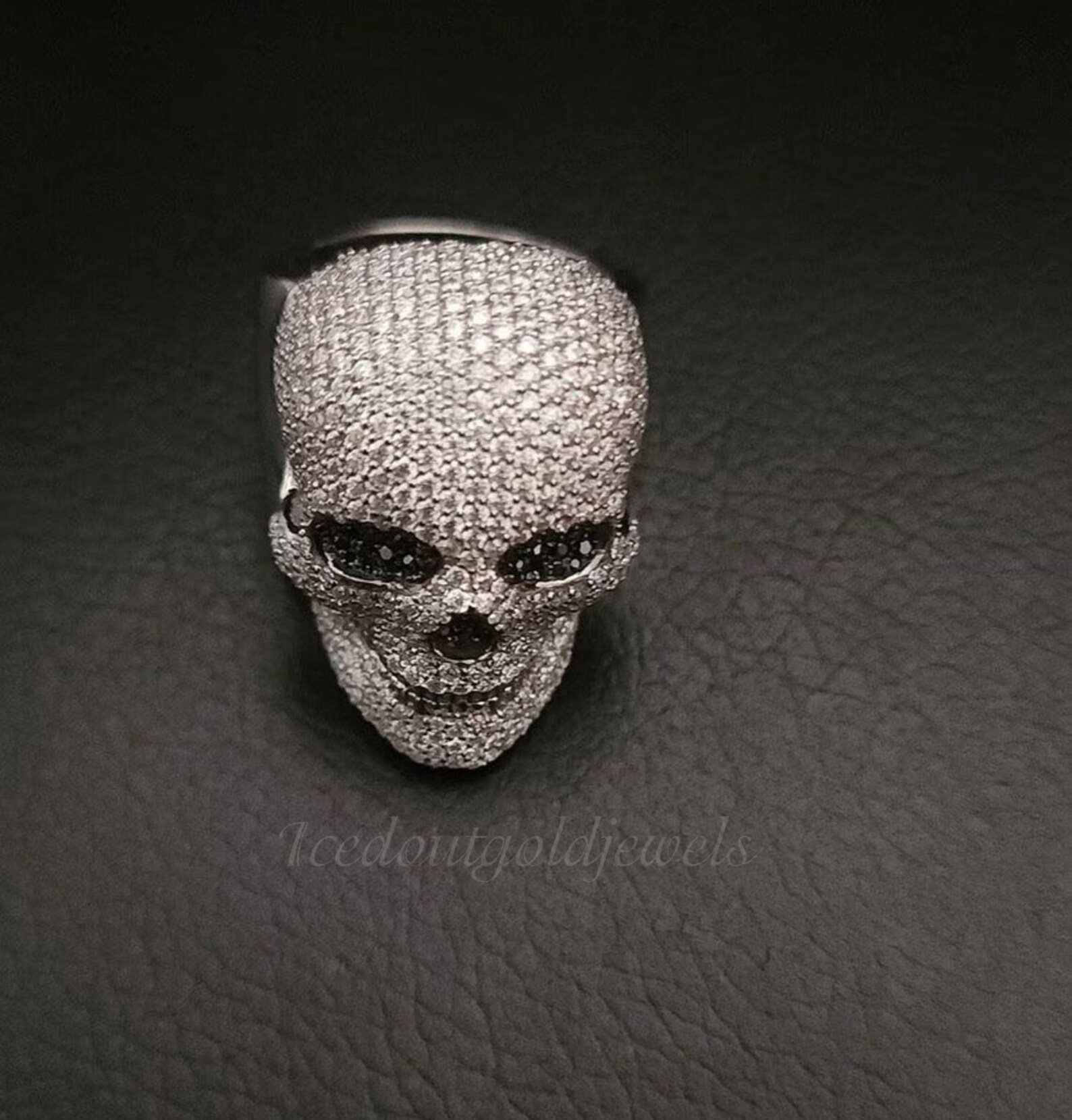 Iced Diamond Hip Hop Ring, Skull Diamond Ring,men Iced Out Drip Ring ...