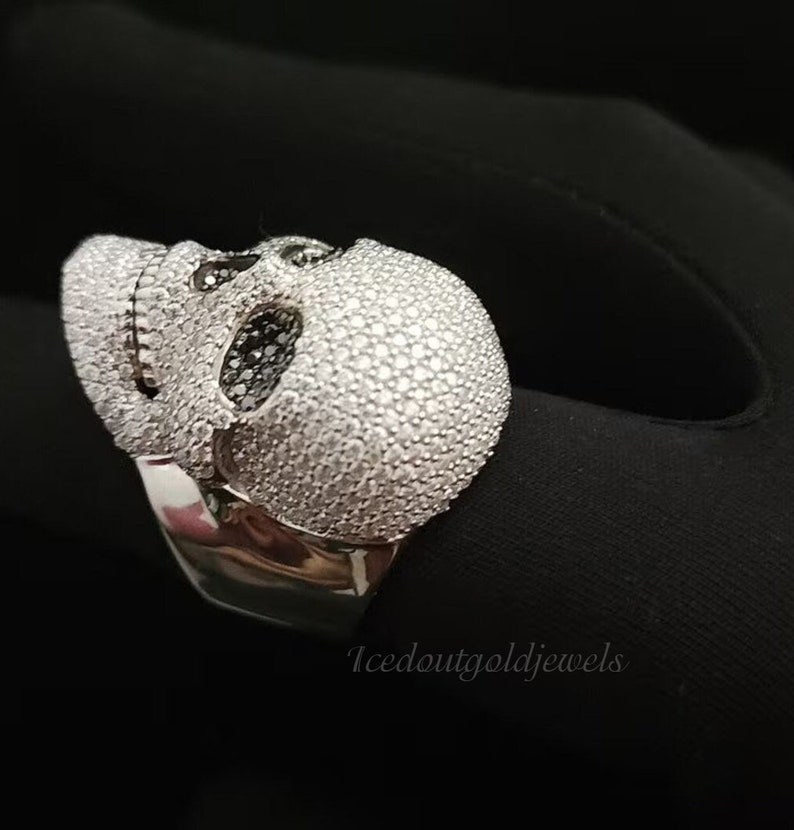 Iced Diamond Hip Hop Ring, Skull Diamond Ring,men Iced Out Drip Ring ...