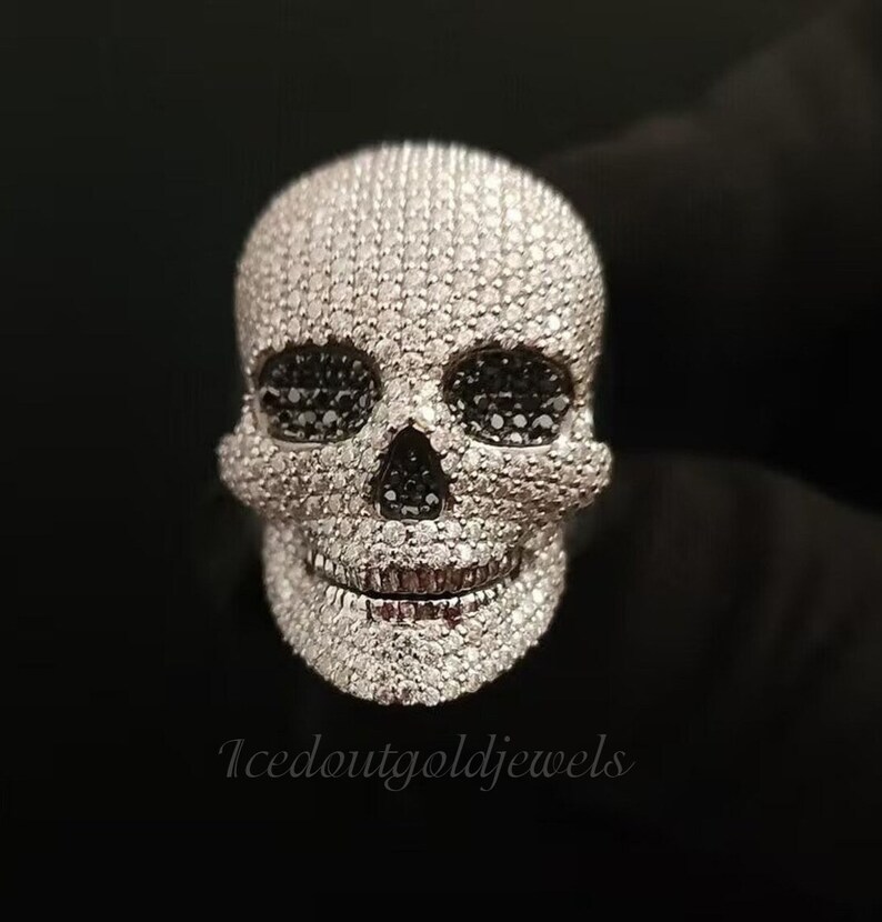 Iced Diamond Hip Hop Ring, Skull Diamond Ring,men Iced Out Drip Ring ...