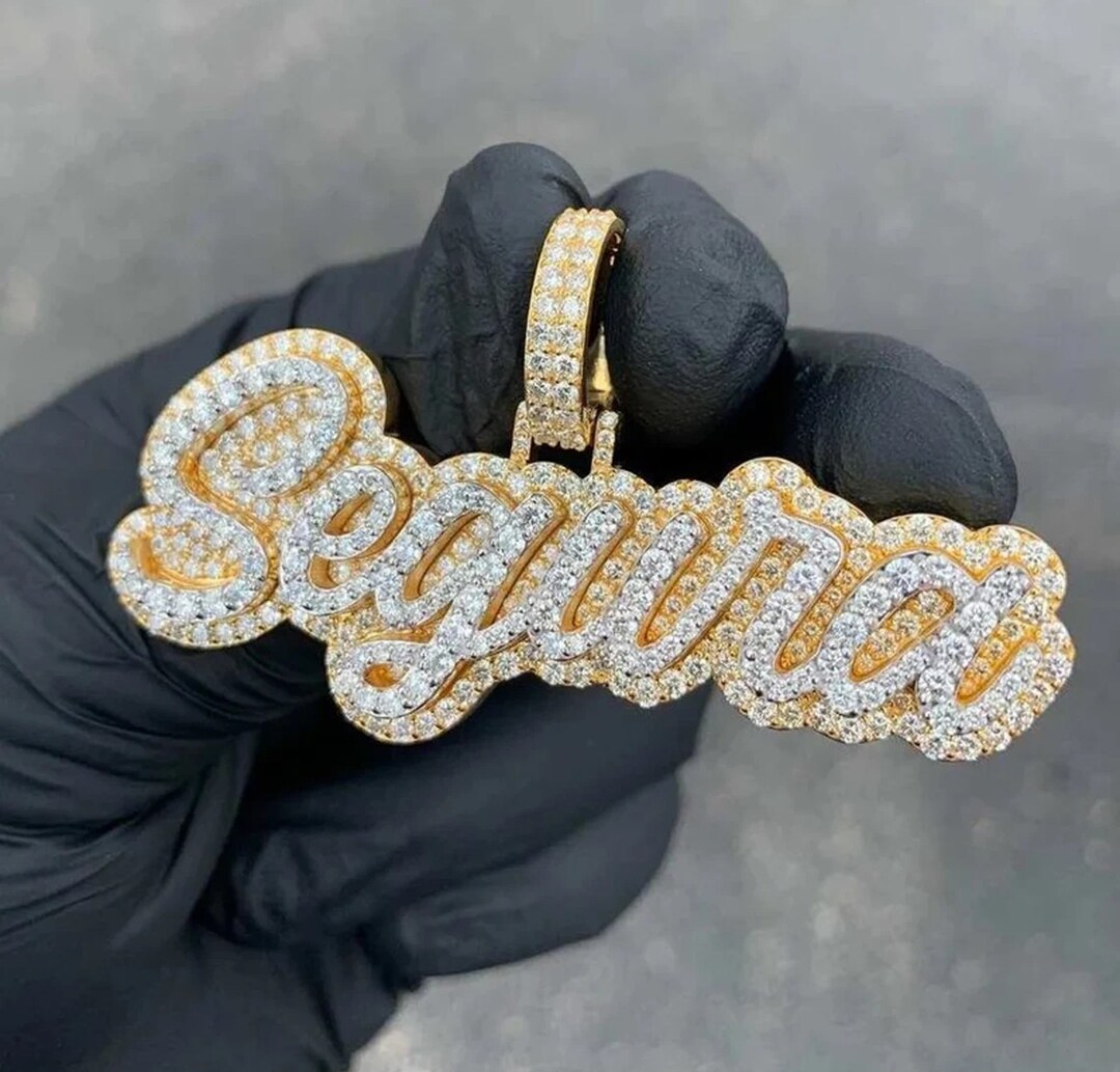 Segura Cursive Letter Dual Tone Custom Hip Hop Pendant, Hip Hop ...