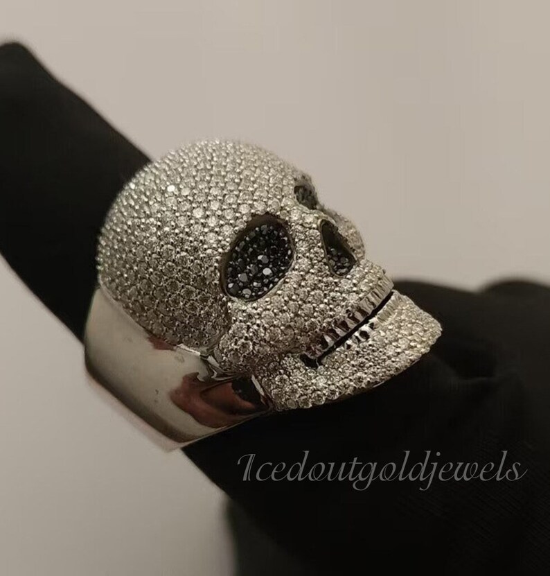 Iced Diamond Hip Hop Ring, Skull Diamond Ring,men Iced Out Drip Ring ...