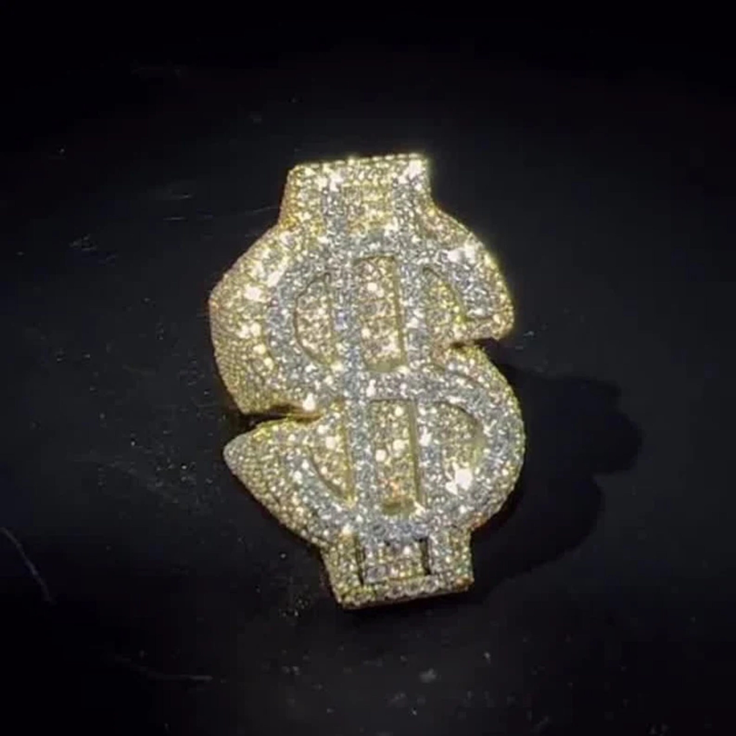 Men's Iced Out Dollar Sign Money Moissanite Ring 925 Silver VVS Diamond ...