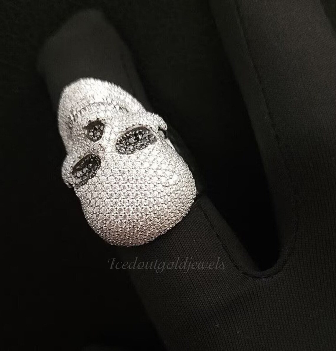 Iced Diamond Hip Hop Ring, Skull Diamond Ring,men Iced Out Drip Ring ...