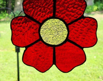 Single Flower Stained Glass Suncatcher...red Flower...window Hanging... - Etsy