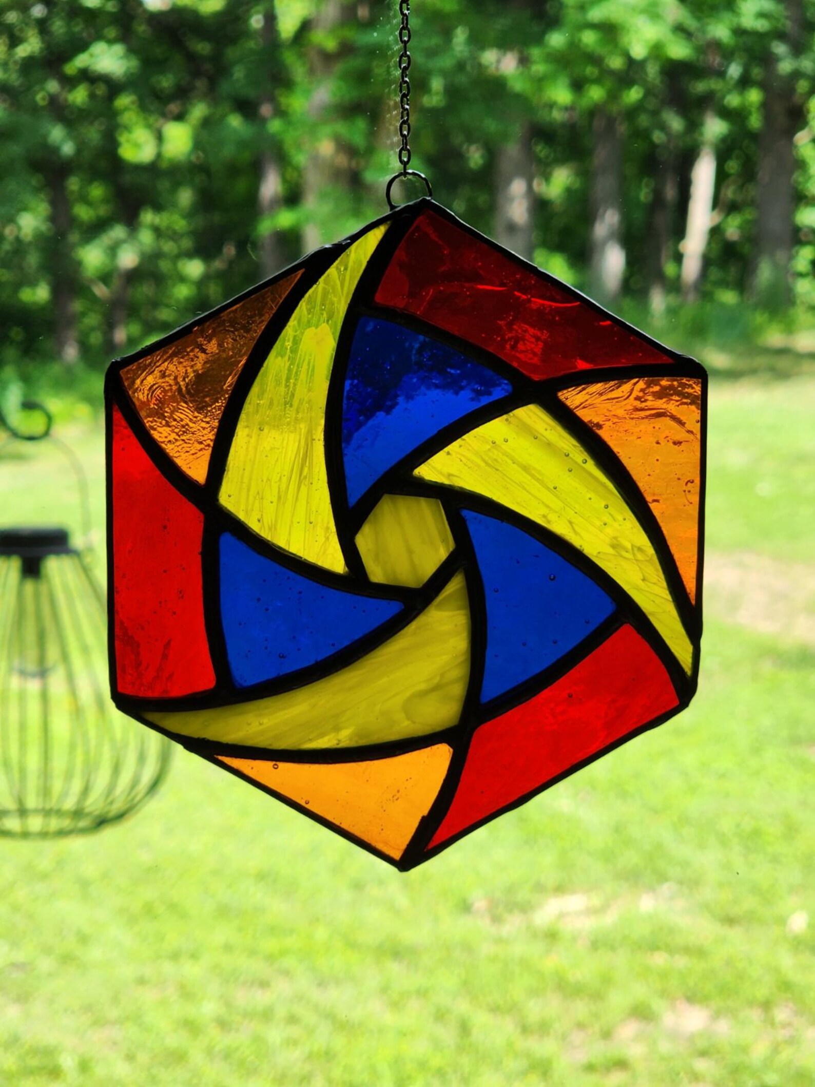 Stained Glass Hexagon Suncatcher - Etsy
