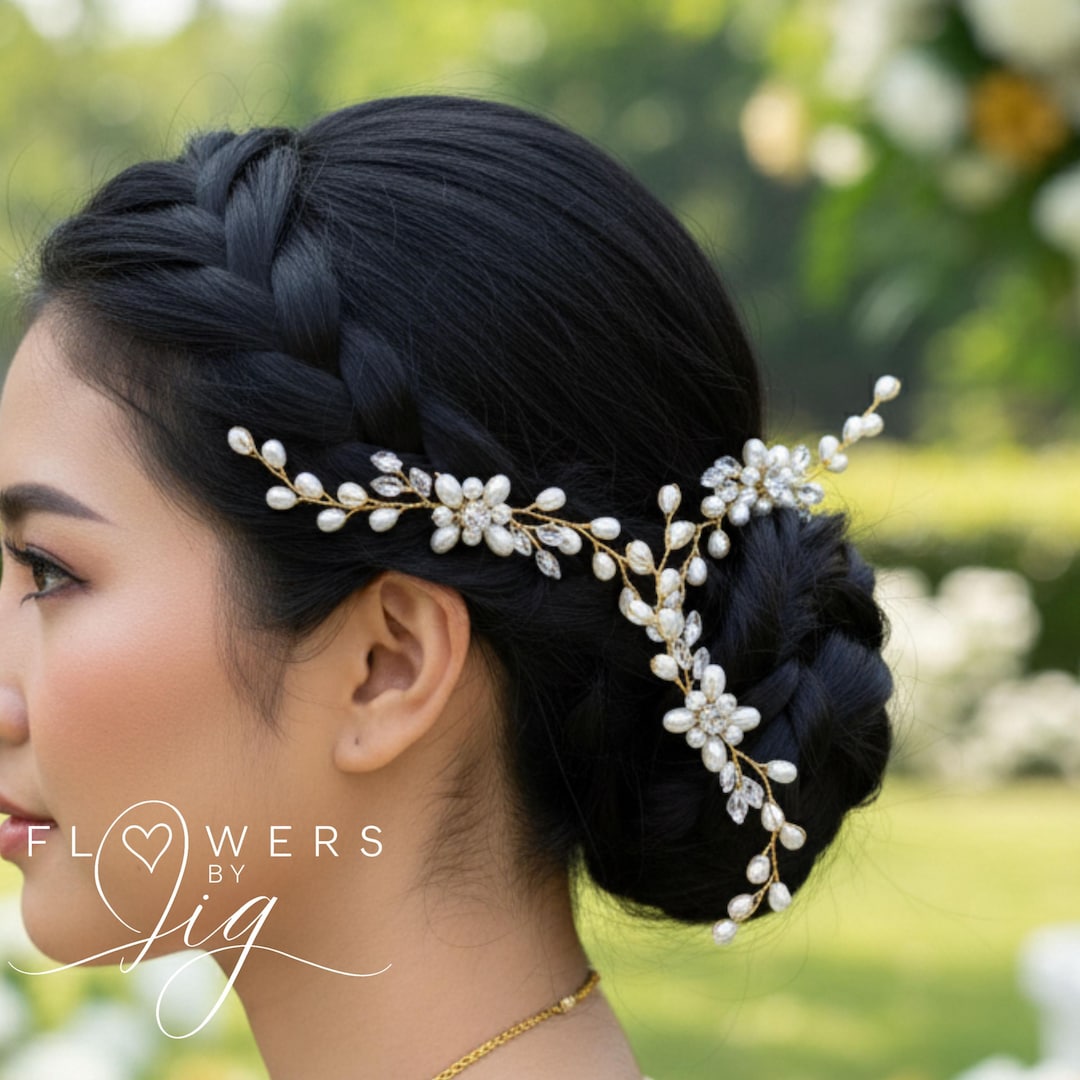Gold Bridal Hair Pins – Pearl & Crystal Wedding Accessories (set of 2 ...