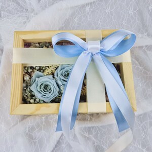 Glass Box Bouquet With Three Infinity Roses & Dried Flowers - Perfect ...