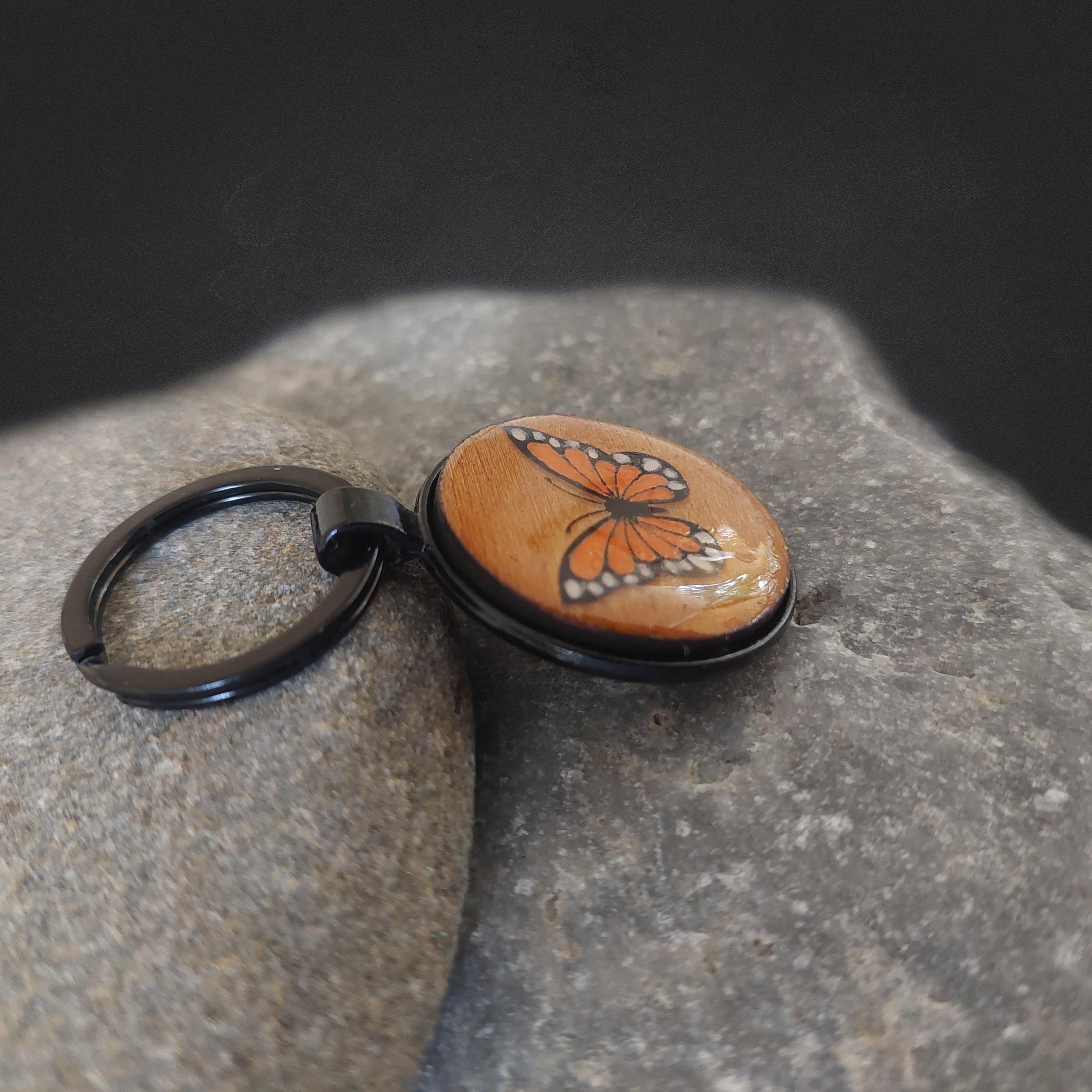 Monarch Butterfly Wooden Keychain, Hand-painted Resin Keyring - Etsy