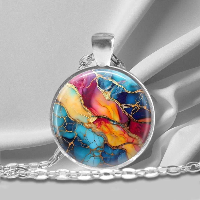Kintsugi Colorful Photo Pendant Necklace, Charm Jewelry, Pendant ...