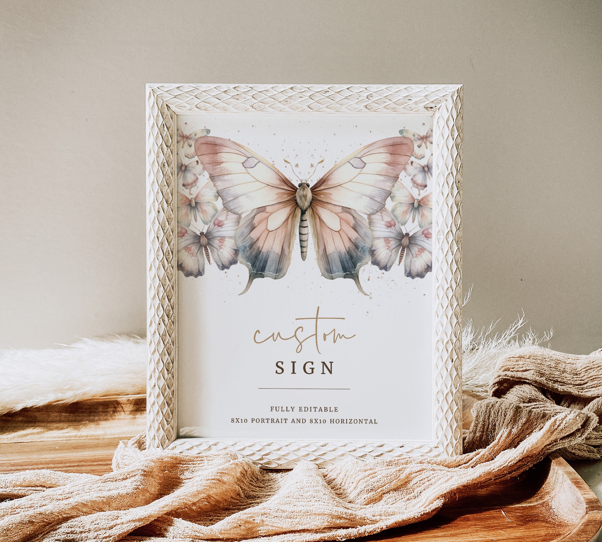Butterfly Custom Editable Sign, Butterfly Birthday Sign 8x10, Brown ...