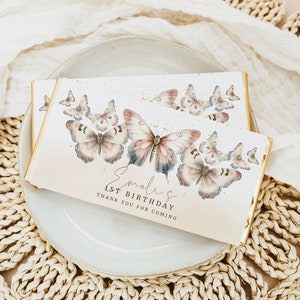 Butterfly Chocolate Bar Wrapper, 1st Birthday Candy Bar Wrapper ...