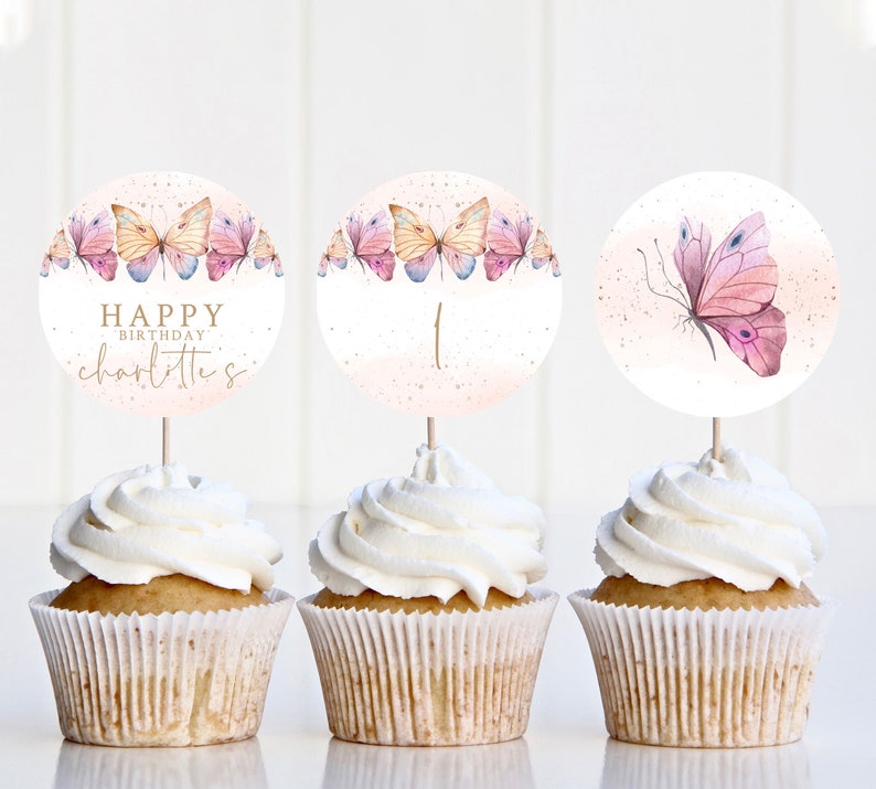 Butterfly Cupcake Toppers, Printable Cupcake Toppers, Butterfly ...