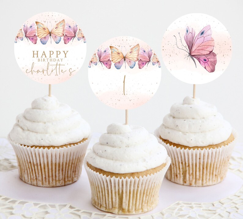 Butterfly Cupcake Toppers, Printable Cupcake Toppers, Butterfly ...