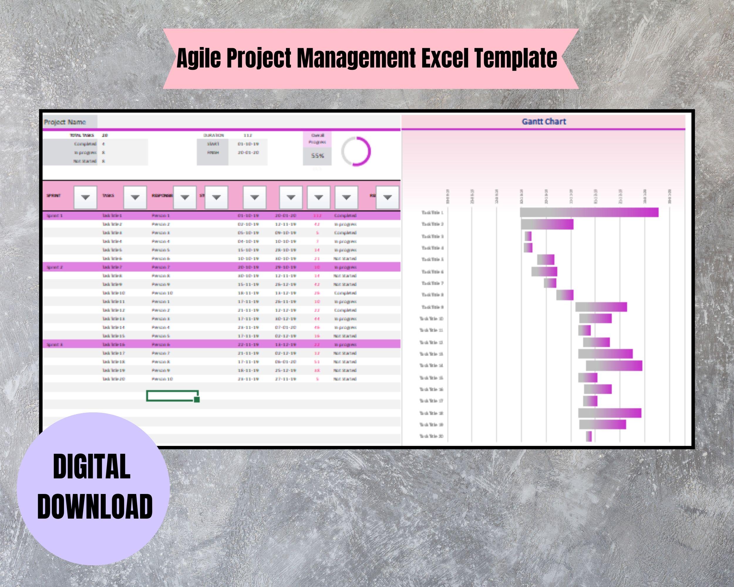 Project Management Tool Gantt Chart | Agile Project Management Planner ...