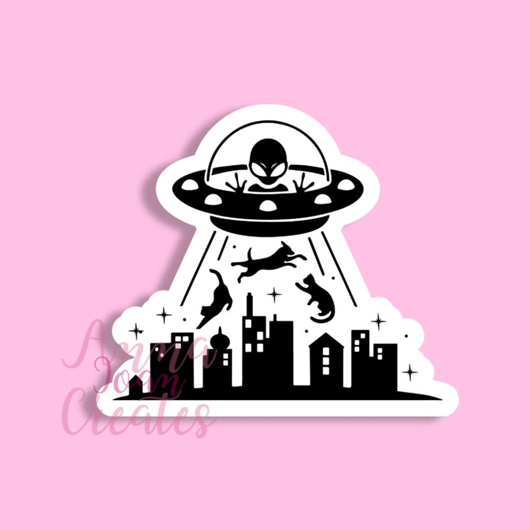 Alien Abducting Dogs and Kitty Cats Vinyl Waterproof Funny Decal ...