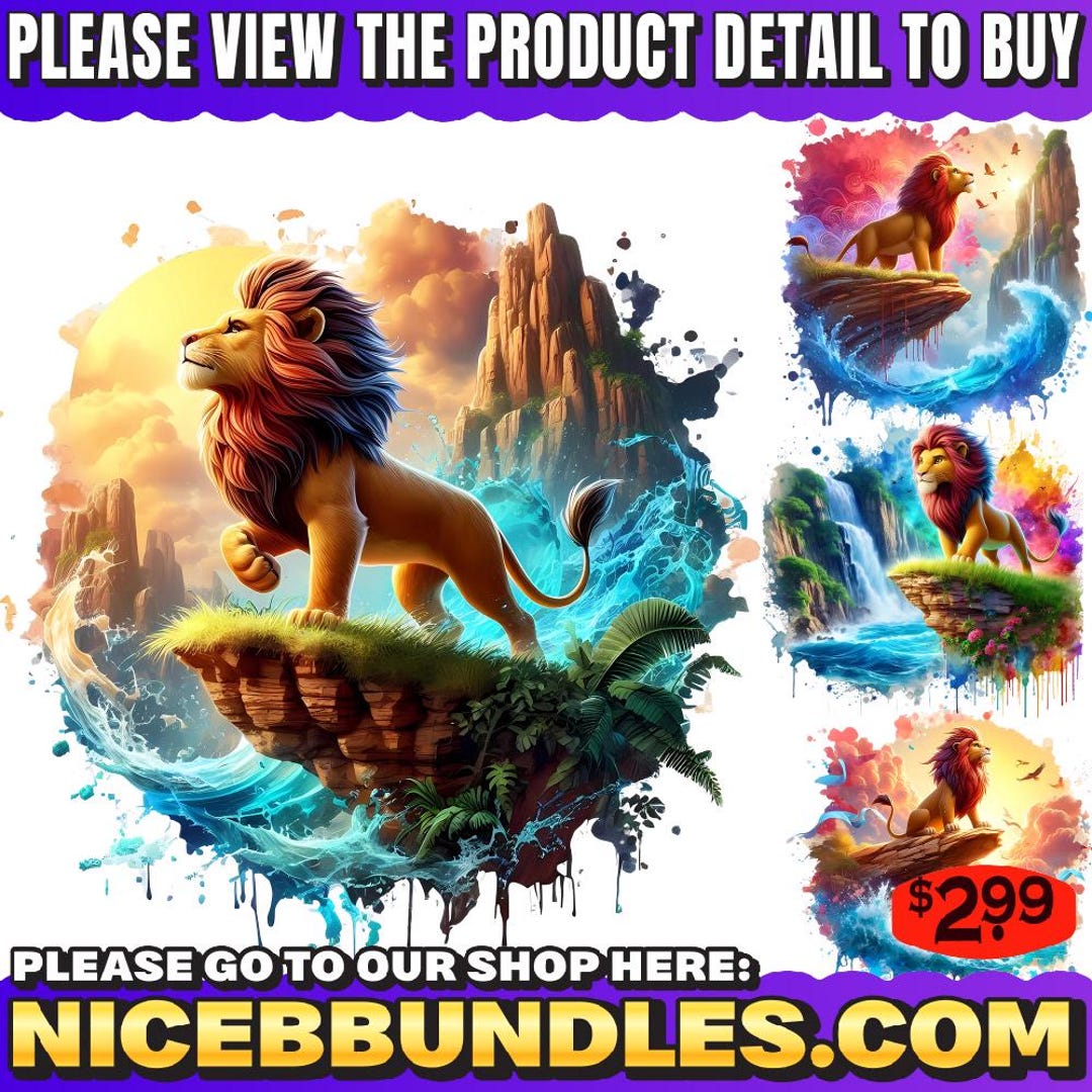 4 PNG Lion King Splash and Watercolor Digital Design PNG File for ...
