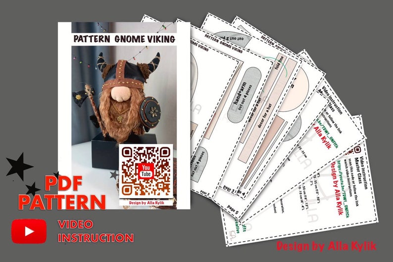 Viking Gnome PDF Pattern: DIY Scandinavian Gnome With Shield & Axe ...