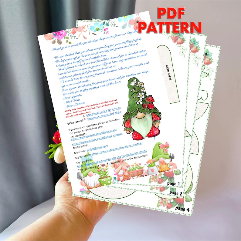 Strawberry Gnome Sewing Pattern: DIY Summer Decor (PDF Pattern) - Etsy UK