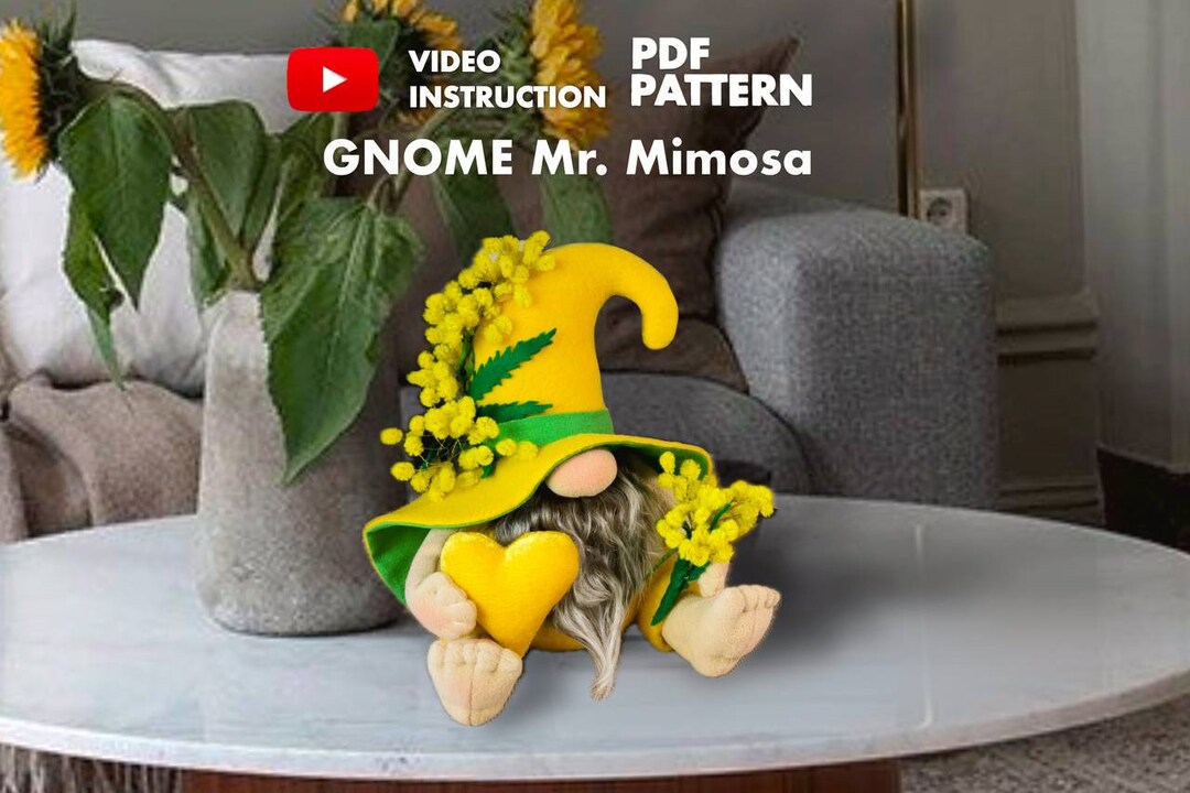 Pattern Pdf Gnome Mimosa PDF Scandinavian Spring Gnome Flower Gnome DIY Handmade + Free Video ...