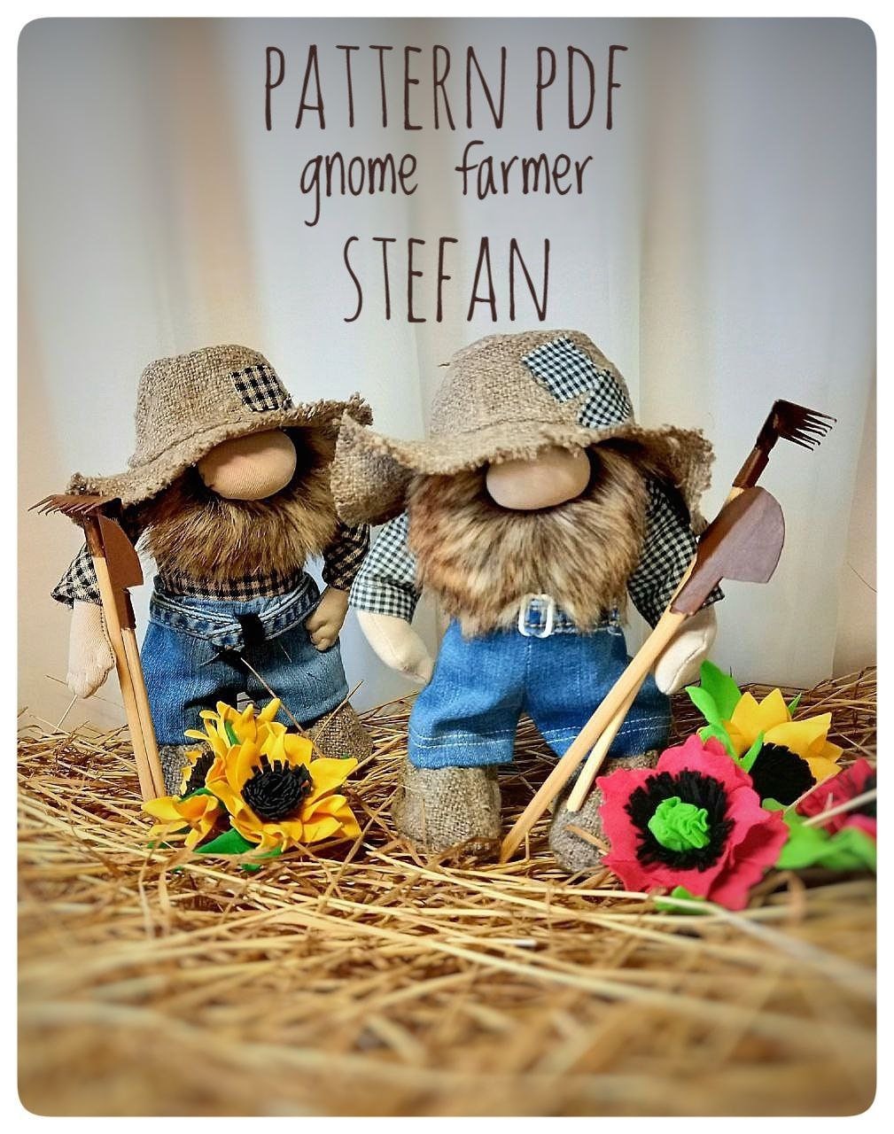 Gnome Farmer Stefan Pattern Pdf Scandinavian Gnome Gnome Standing on ...