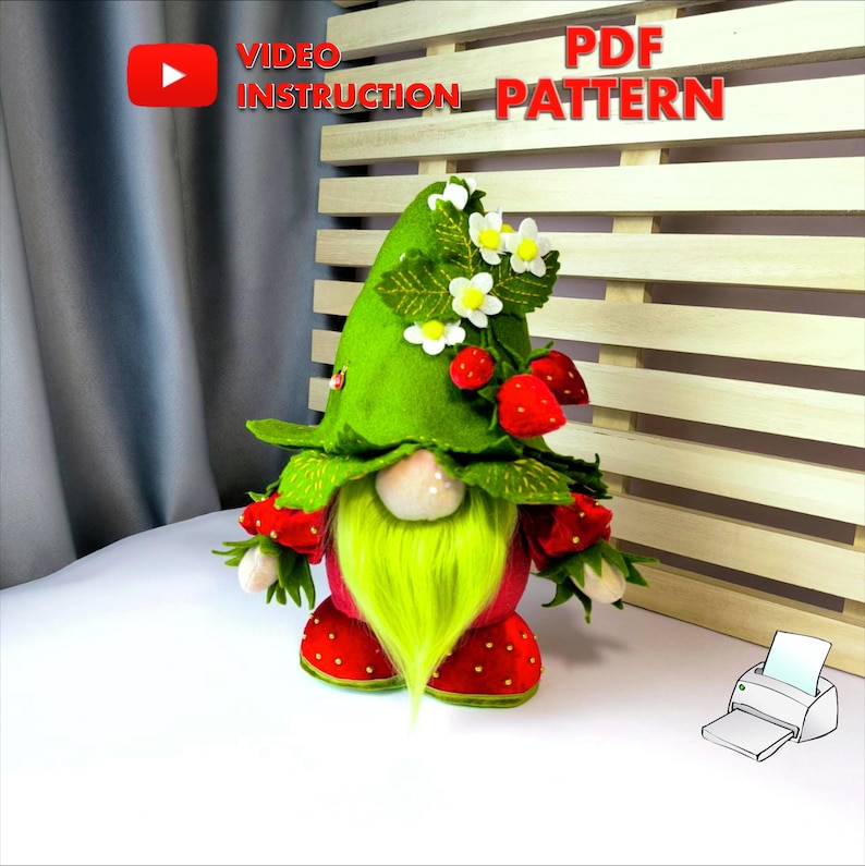 Strawberry Gnome Sewing Pattern: DIY Summer Decor (PDF Pattern) - Etsy UK