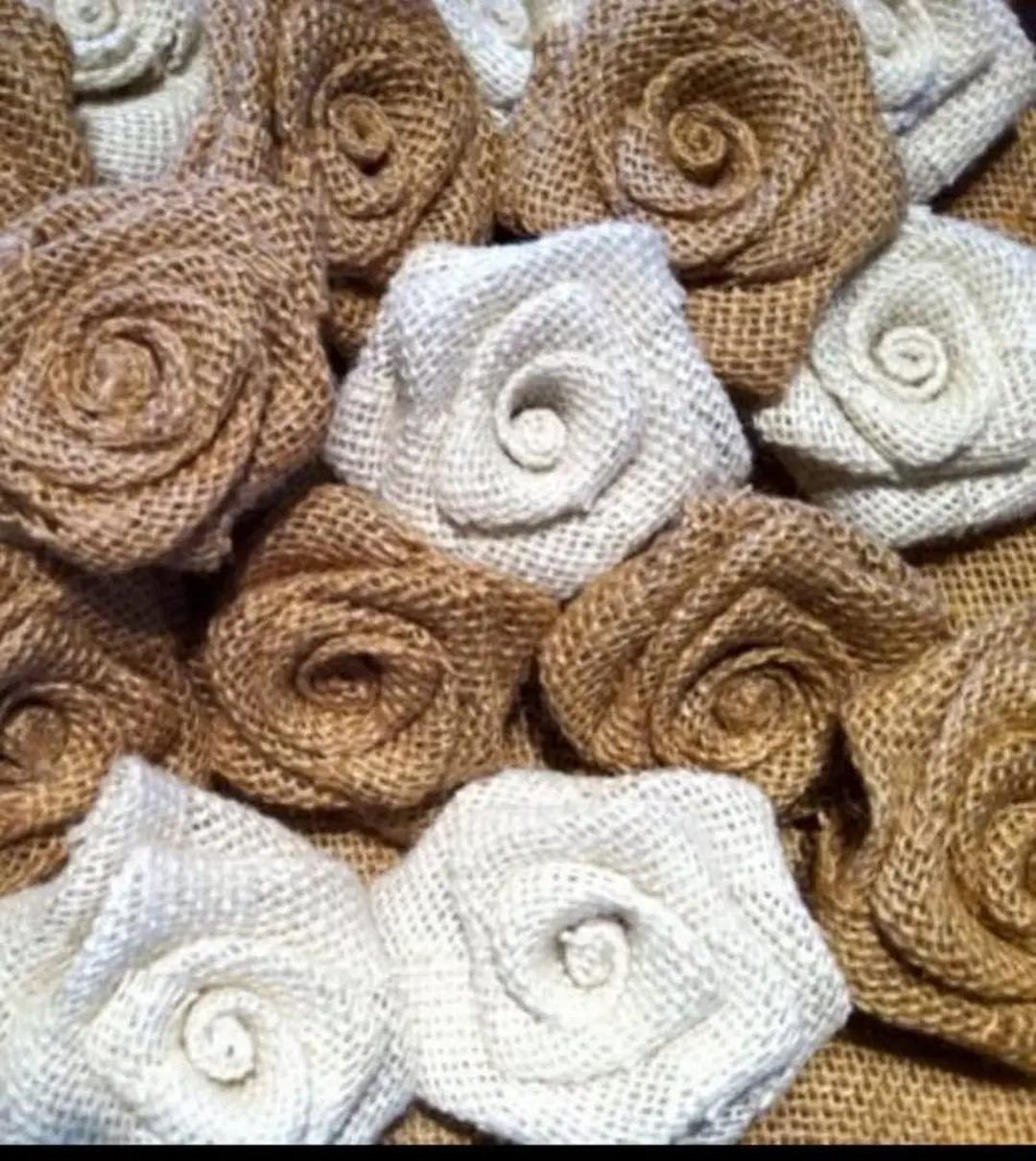Handmade Burlap Roses - Set of 12 - Customizable Wedding Decor - Etsy