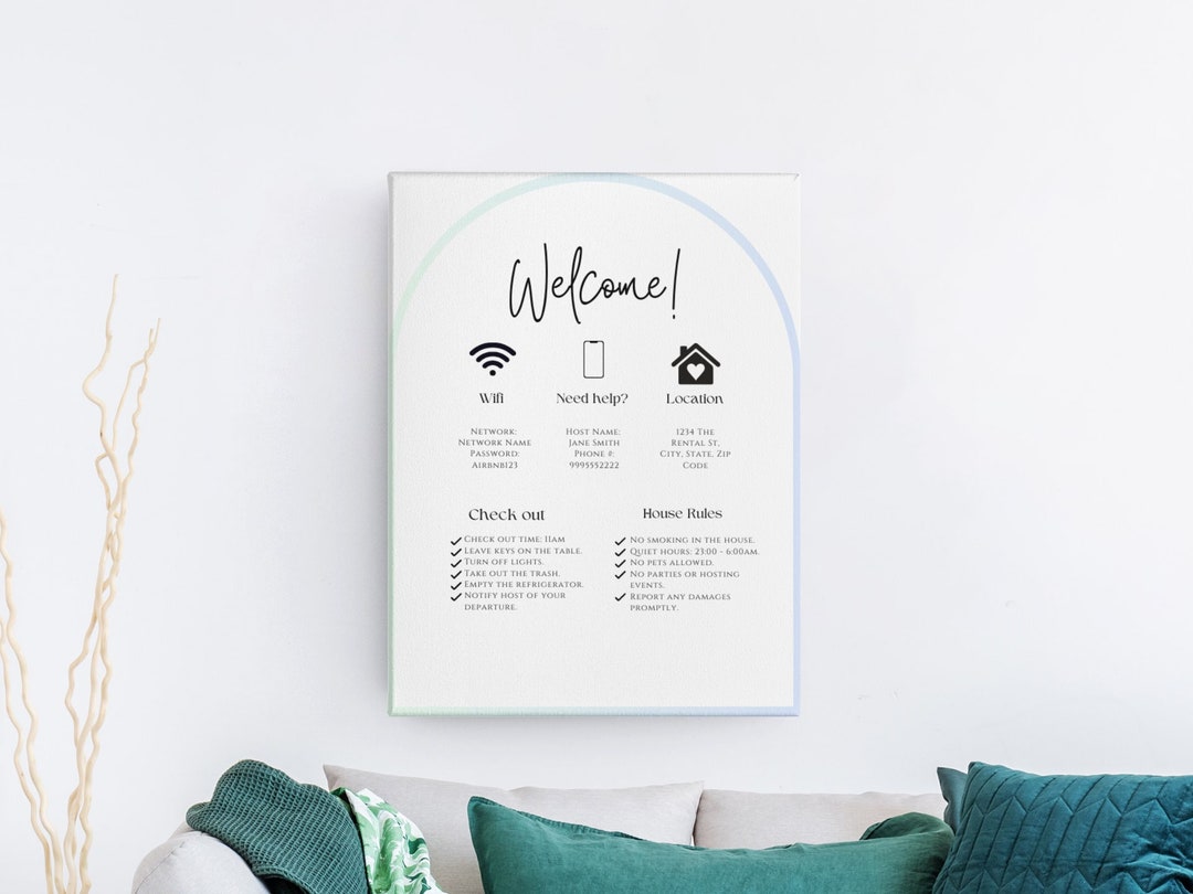 Airbnb Welcome Sign Template|welcome Sign for Airbnb Hosts|guest ...