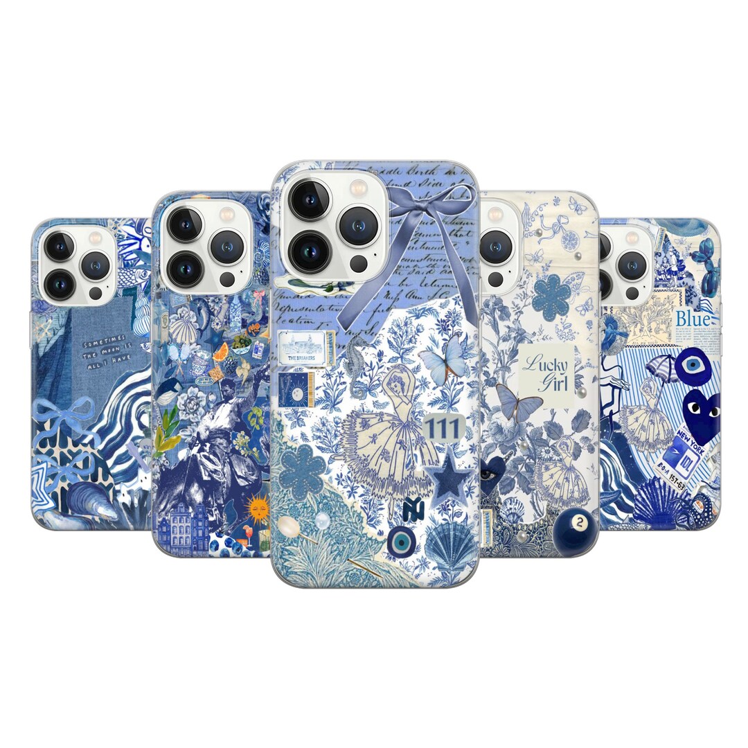 Blue Coquette Collage Phone Case, Cute Aesthetic - Etsy